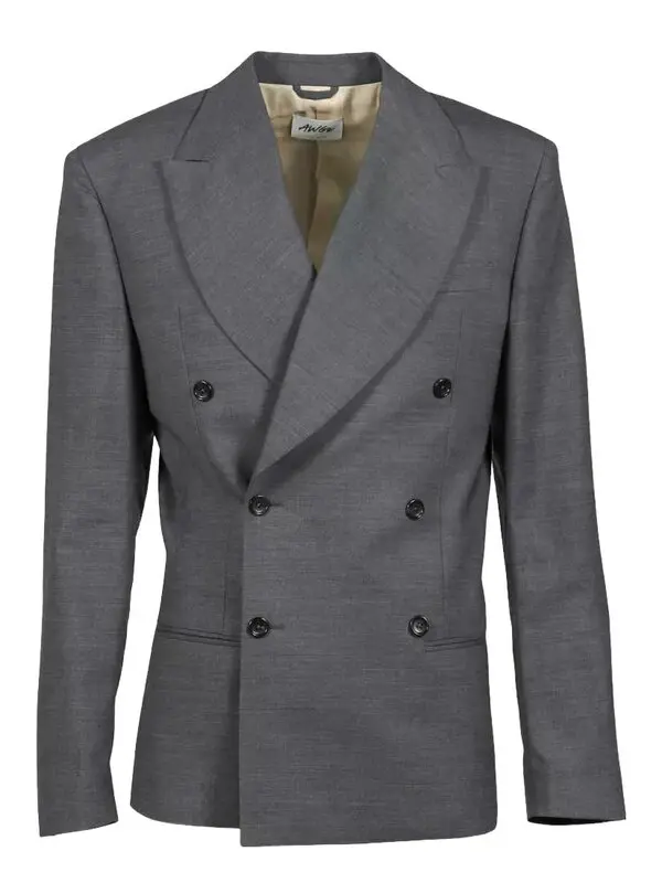 AWGE Double-breasted Peaked-lapel Blazer - Grey