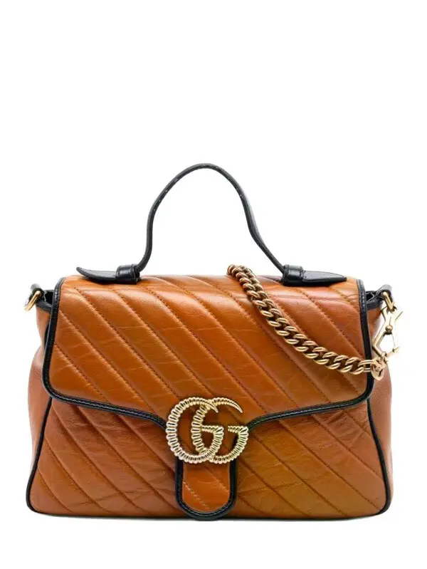 Gucci Gg Marmont Matelassé Leather Torchon Top Handle Satchel - Brown