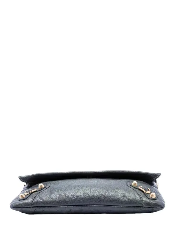 Balenciaga Lambskin Leather Motocross Giant 12 Envelope Clutch With Strap - Grey