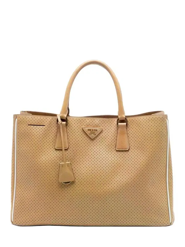 Prada Saffiano Lux Galleria Zip Tote Bag - Brown