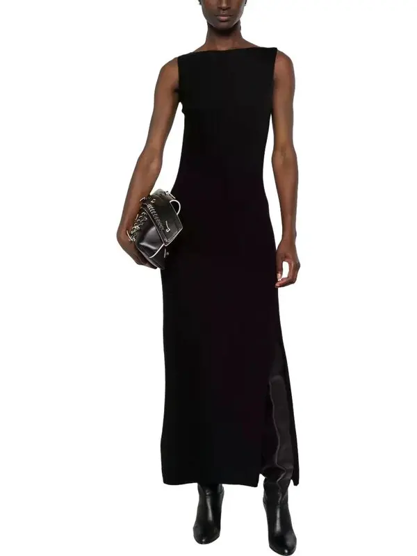 SERGIO MORETTI FIRENZE Sleeveless Side-slit Midi Dress - Black