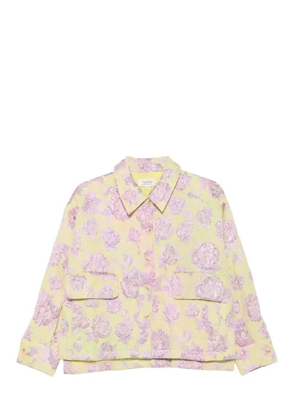 PSOPHIA Floral Jacquard Long Sleeve Jacket - Green