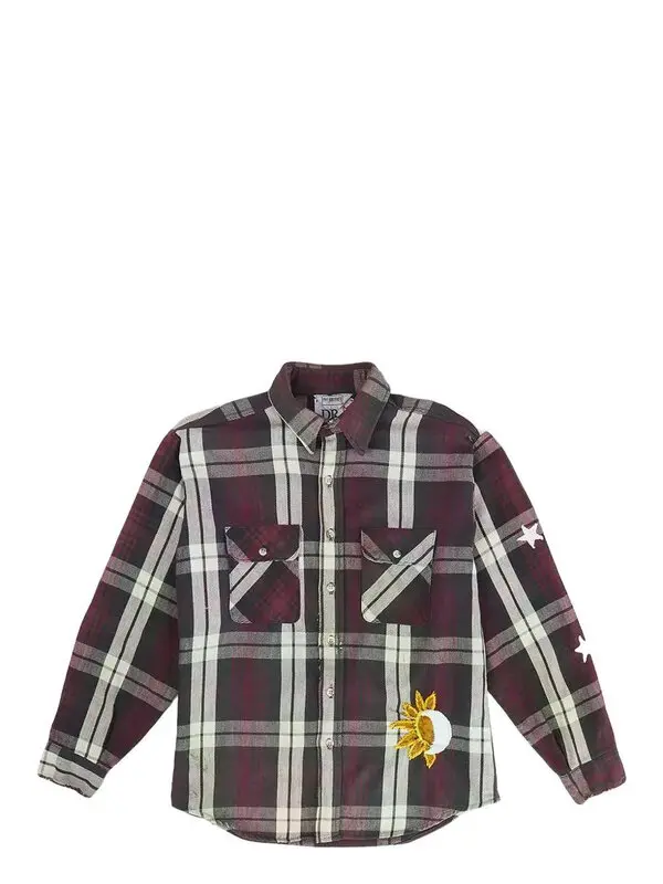 DRX FARMAXY FOR LN-CC Embroidered Check-motif Shirt - Red