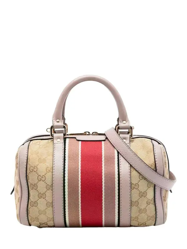 Gucci Small Gg Canvas Web Joy Boston Bag Satchel - Neutrals