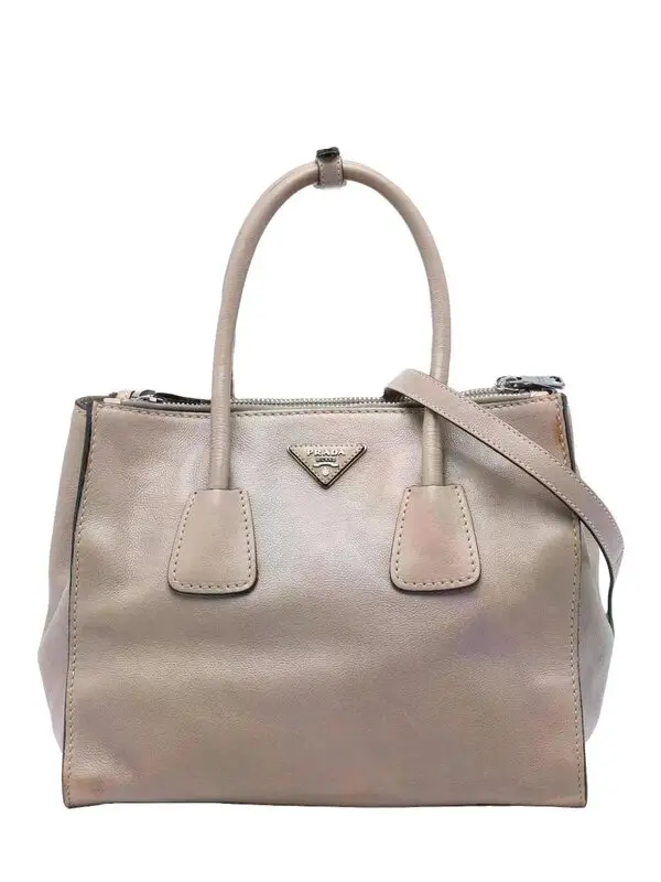 Prada Glace Calf Twin Pocket Double Handle Satchel - Neutrals