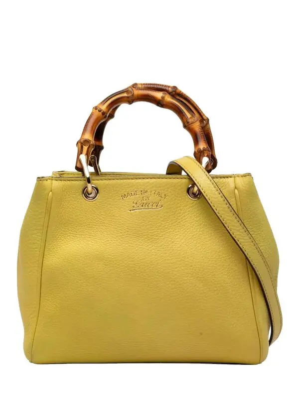 Gucci Mini Calfskin Bamboo Shopper Satchel - Yellow