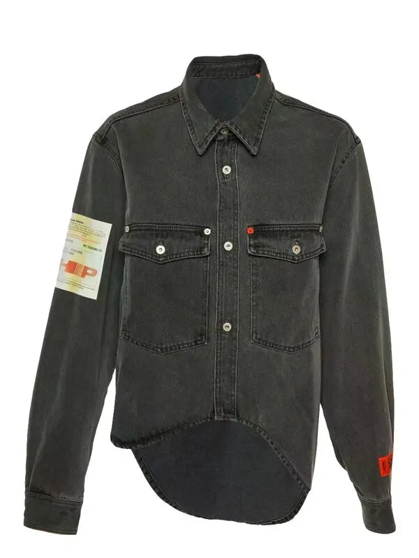 Heron Preston High-low Denim Shirt - Grey