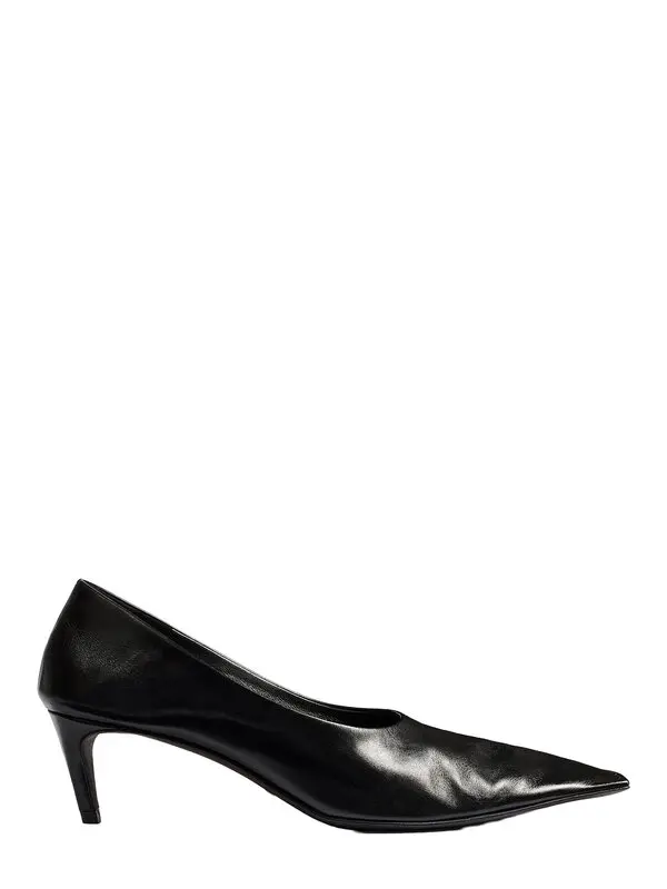 Khaite Marlene Pump In Glazed Leather - Black