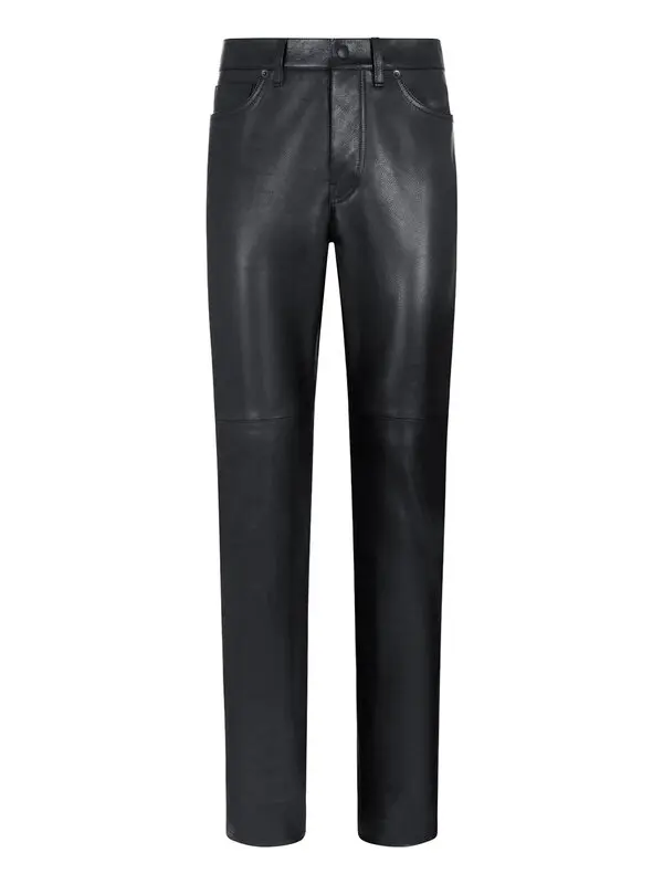 TOM FORD Leather Straight Leg Trousers - Black