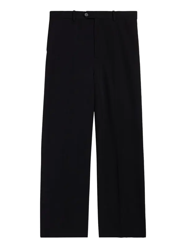 Balenciaga Wool Gabardine Relaxed Fit Trousers - Black