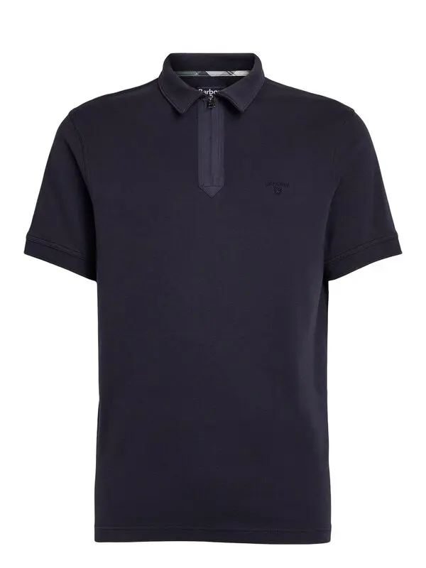 Barbour Zip-up Crackehall Polo Shirt - Navy