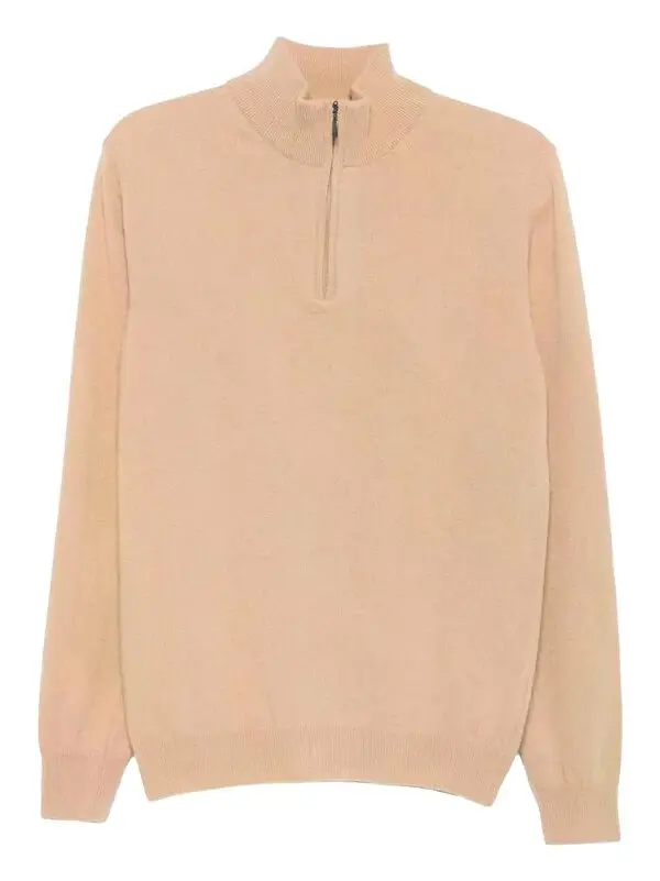 SERGIO MORETTI FIRENZE Half-zip High Neck Sweater - Neutrals