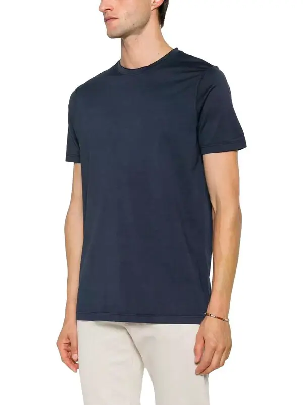 JEORDIE'S Raw-edge Short-sleeve Cotton T-shirt - Blue