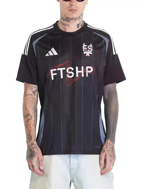 Adidas X Footshop Pinstripe Print T-shirt - Black