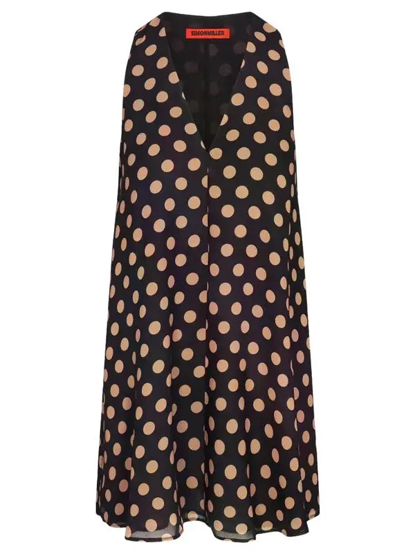 SIMONMILLER Gia Polka Dot Mini Dress - Black