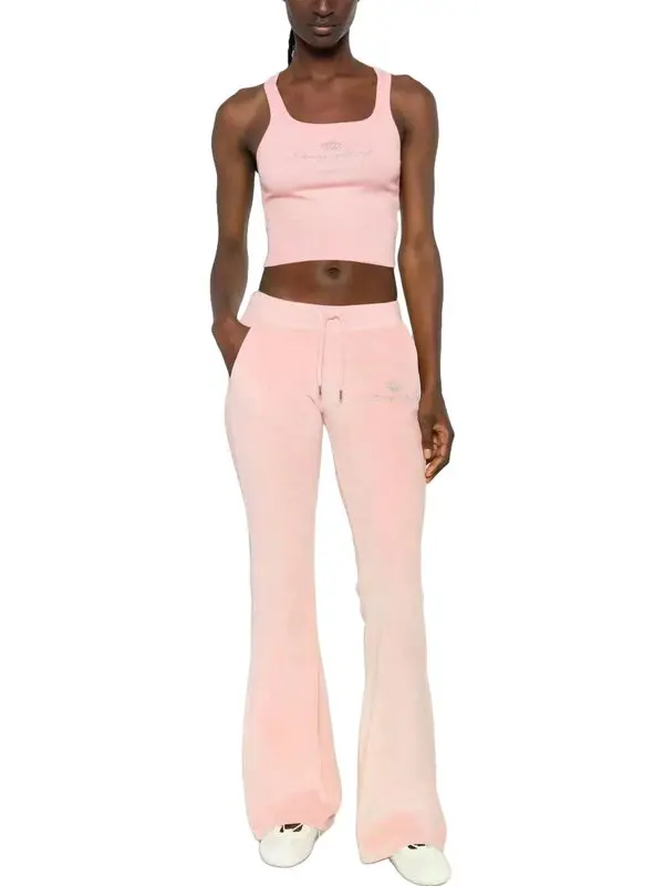 SPORTY & RICH Rhinestone Embellished Cropped Tank Top - Pink