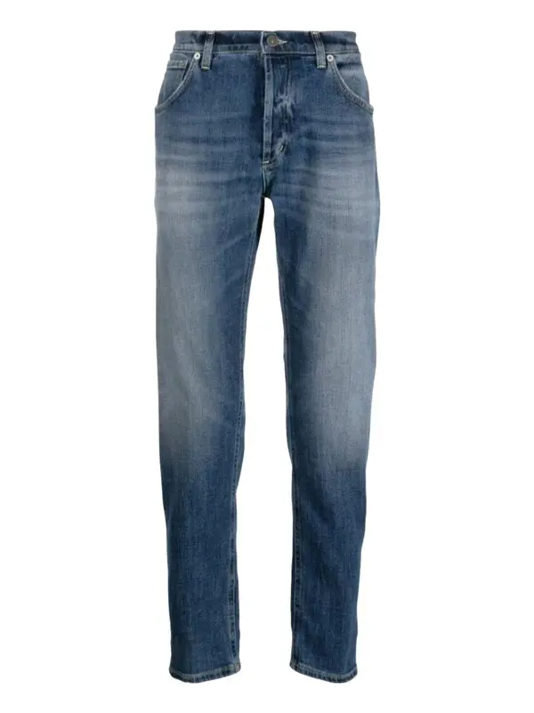 DONDUP Washed Denim Straight Leg Jeans - Blue