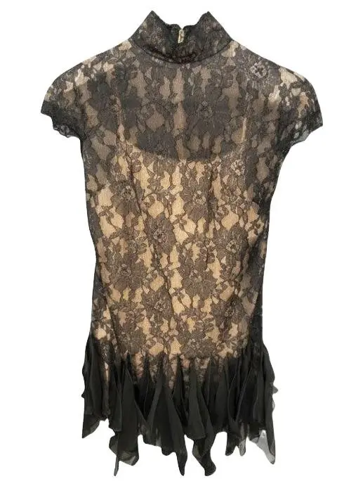 Valentino Garavani Short-sleeved Lace Dress With Floral Pattern - Black