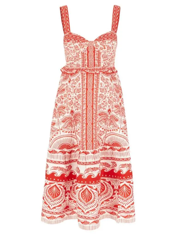 Farm Rio Red River Ride Print Midi Dress - No