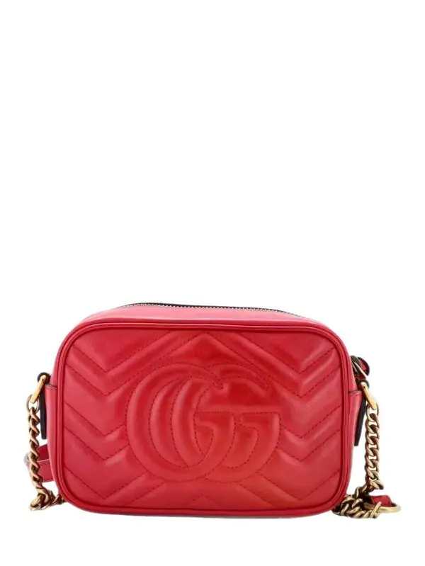 Gucci Matelassé Leather Mini Shoulder Bag - Red