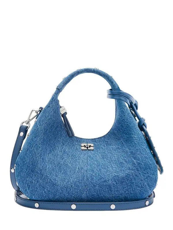 GANNI Studded Mini Hobo Bag - Blue