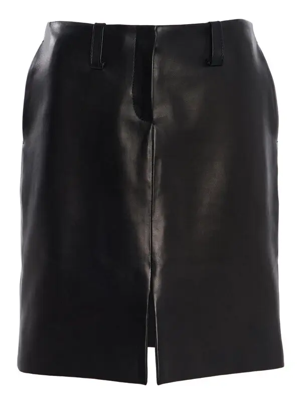 Brandon Maxwell The Lex Leather Pencil Mini Skirt - Black