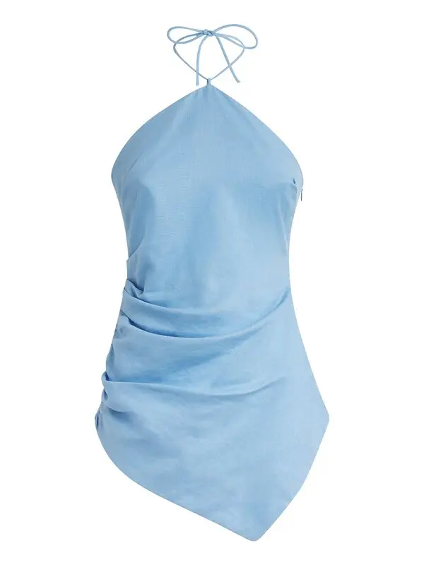 Faithfull The Brand Linen Halter Neck Top - Blue
