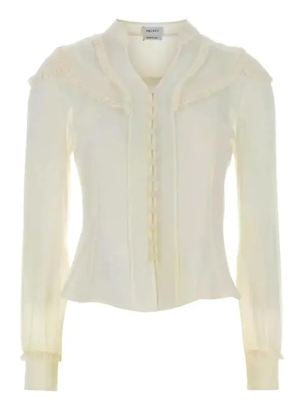 Alexander McQueen Ruffled Silk Blouse - Neutrals