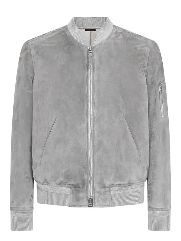 TOM FORD Suede Bomber Jacket - Silver