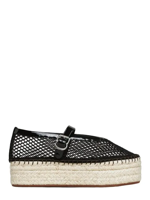 Alaïa Net Platform Espadrilles With Patent Leather Trim - Black