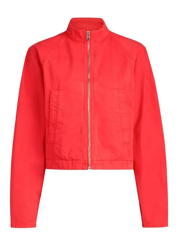 Alaïa High-neck Zip-up Denim Jacket With Peplum Detail - Red