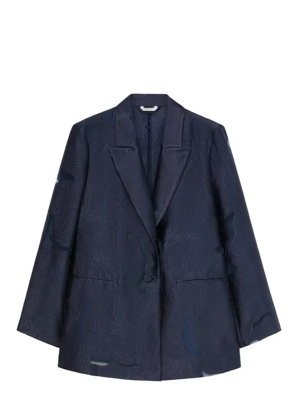 Marina Rinaldi Floral Jacquard Blazer - Navy