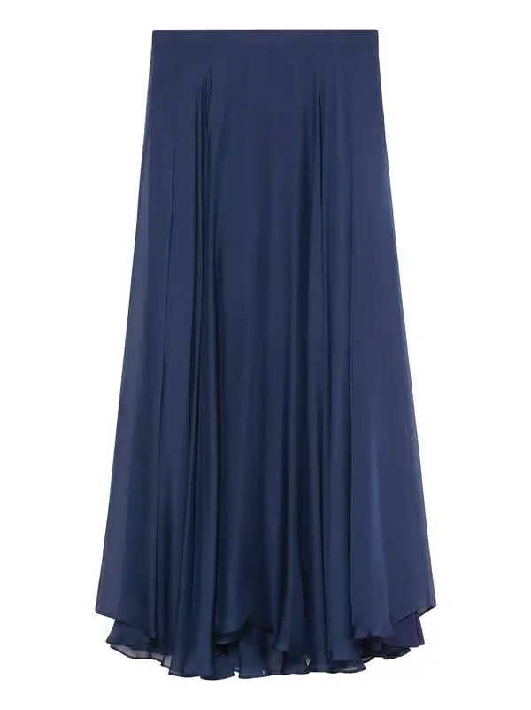 Marina Rinaldi Silk Chiffon Maxi Skirt - Navy