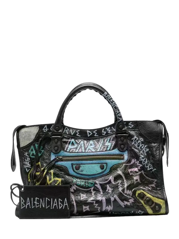 Balenciaga 2000s Le City Graffiti Tote Bag - Black