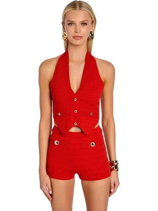 Retrofete Tinsley Metallic Knit Vest - Metallic Geranium