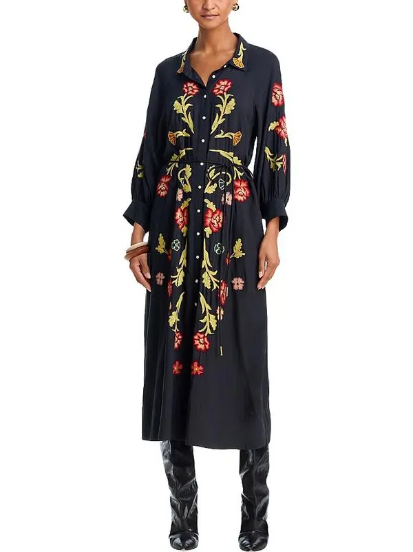 The Great. Embroidered Herd Dress - Black