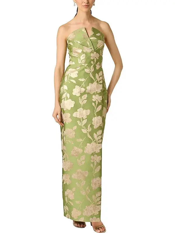 Aidan Mattox Woven Jacquard Gown - Fern