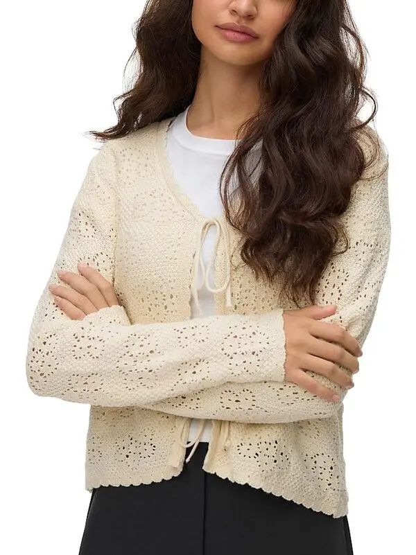 Vero Moda Tie Front V-neck Cardigan - Birch
