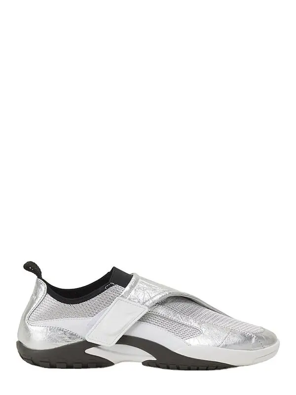 LANVIN Lnv1 Sneakers In Crinkled Metallic Leather - Black/silver