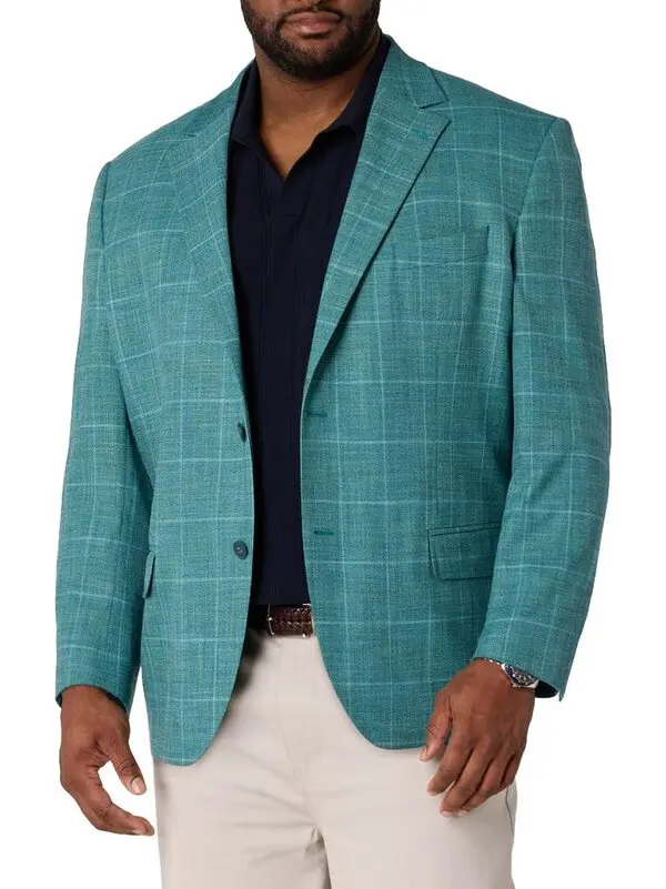 OAK HILL BY DXL Textured Windowpane Sport Coat - Teal