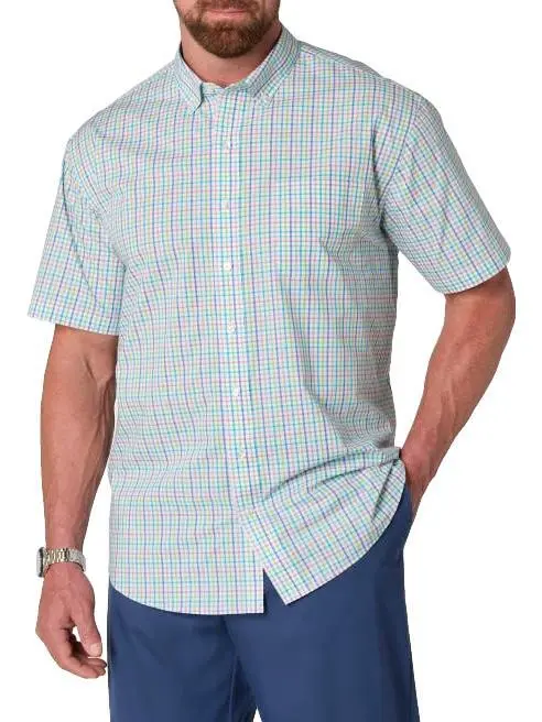 OAK HILL BY DXL Big & Tall Tech Small Plaid Sport Shirt - Multi