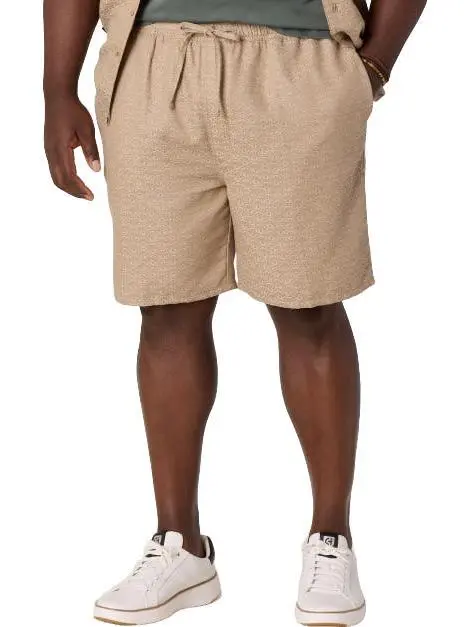 SOCIETY OF ONE BY DXL Textured Jacquard Linen-blend Shorts - Dune