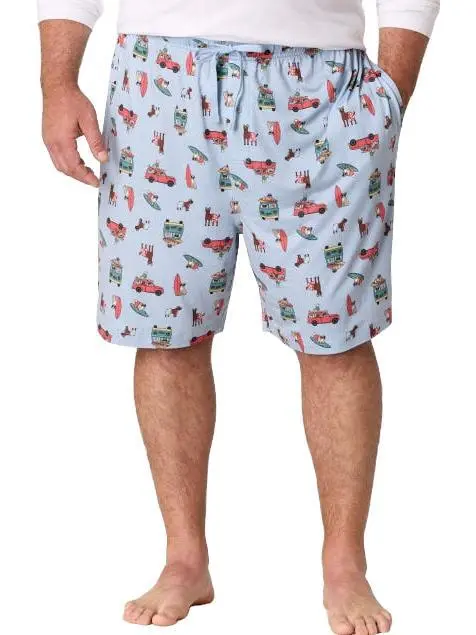 HARBOR BAY BY DXL Big & Tall Dog Print Lounge Shorts - Blue Multi