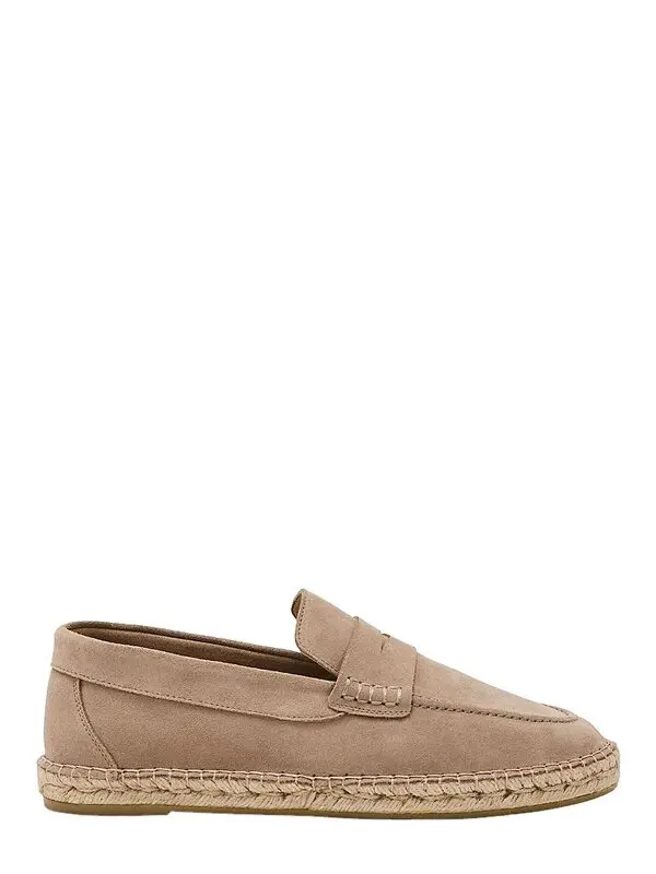 REISS Capri Leather Espadrilles - Stone