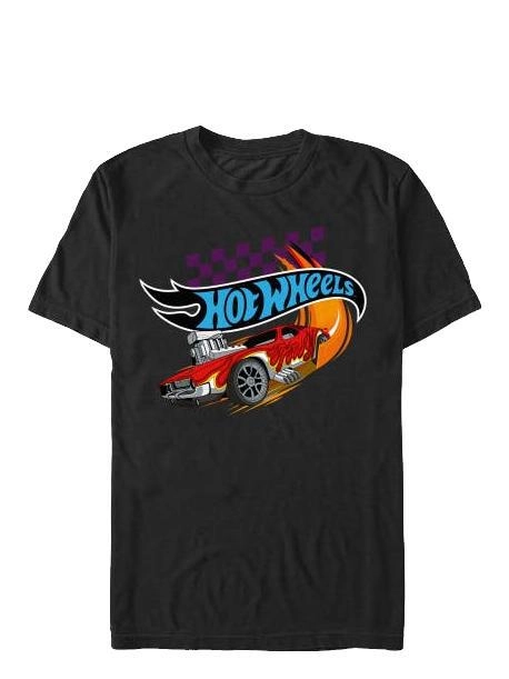 HOT WHEELS Rodger Dodger Red Flame Short Sleeve Graphic T-shirt - Black