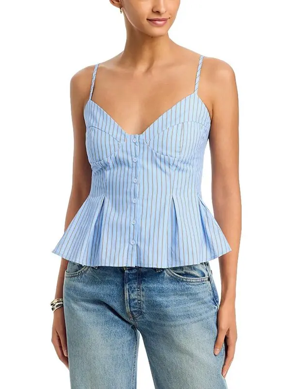 Aqua Peplum Top - Blue Multi