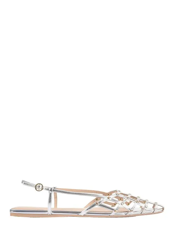 LANA WILKINSON Mary Flat Sandals In Metallic Leather - Silver