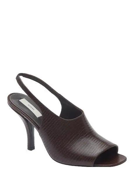 TOTEME Lizard Embossed Slingback Sandals - Brown