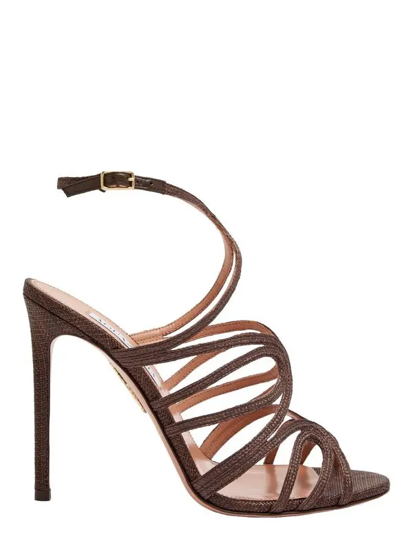 AQUAZZURA Serenade Raffia High Heel Sandals - Brown