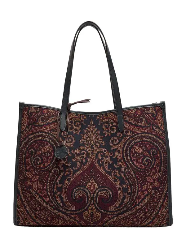 Etro Lovtter Large Paisley-jacquard Leather Tote - Multicoloured